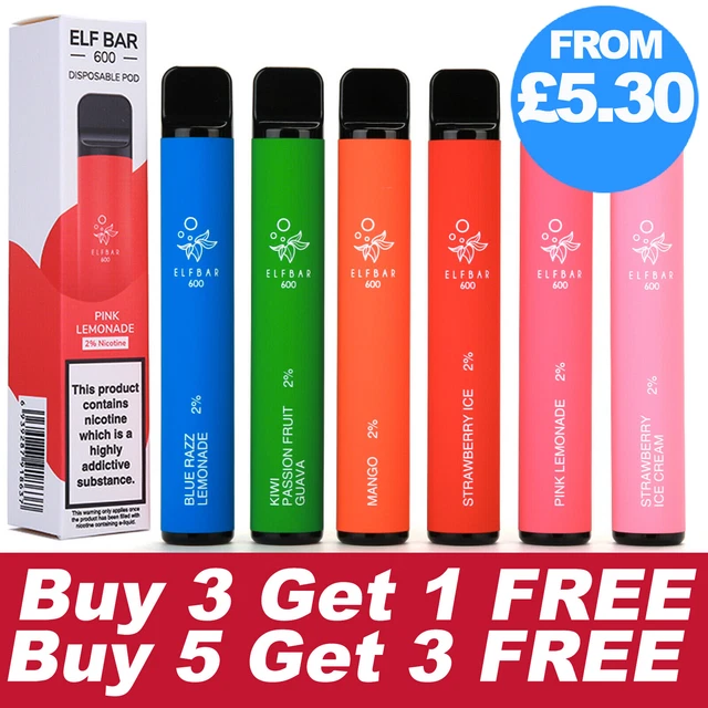 ELF BAR DISPOSABLE VAPE Pod Device All Flavours 2% / 550mAh Fast ...