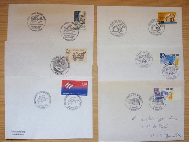 FRANCE 6 ENVELOPPES 1er JOUR JT FABRE HARKIS FOLON CàD MARSEILLE AUBAGNE EUR 2,50 - PicClick FR