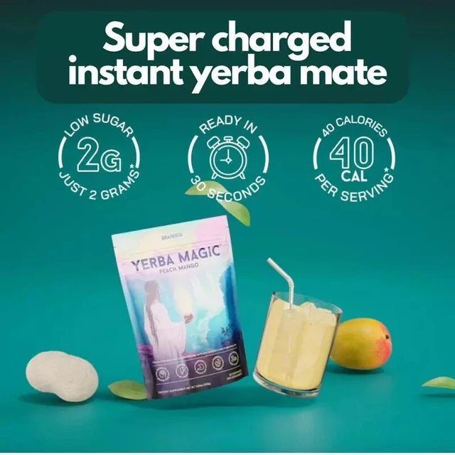 YERBA MAGIC YERBA Mate Instant Tea Powder - Peach Mango Flavors - 30 ...