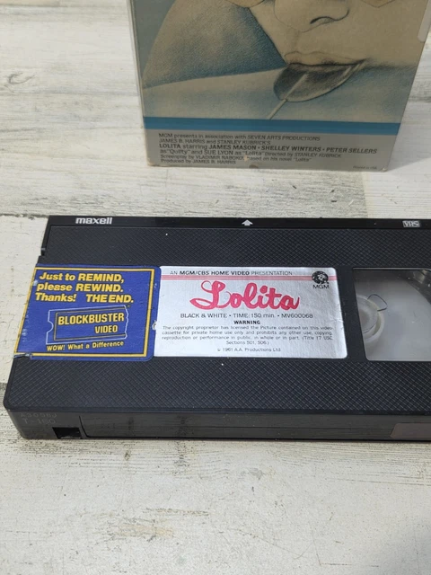 LOLITA BIG BOX Stanley Kubrick Vhs Mgm/Ua Shelley Winters Blockbuster ...