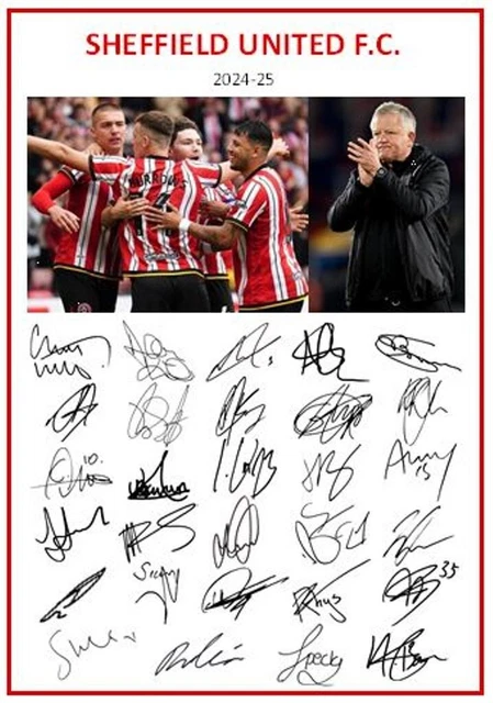 5419. 2024-25 SHEFFIELD United Signed Team Photo Sheet (PRINTED ...