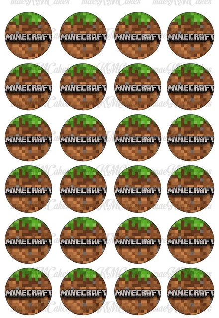 24 X MINECRAFT LOGO Characters Edible Cupcake Toppers Icing Sheet CAKE ...