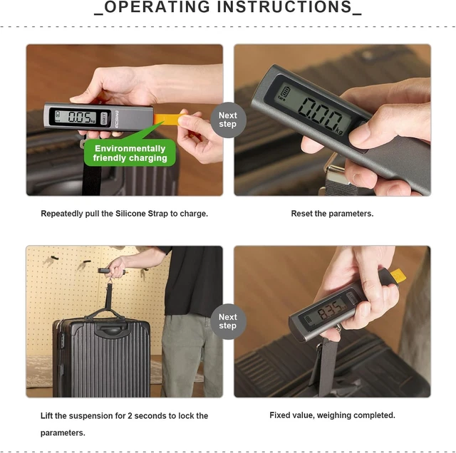 ECSING PORTABLE LUGGAGE Scale Battery Free - Digital & Backlit LCD ...