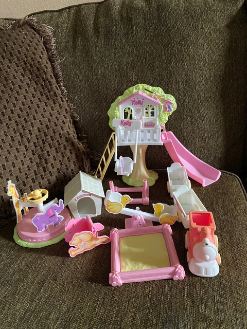 BARBIE KELLY TRAIN Set Playground Tree House Playset Vintage 90s Mattel ...