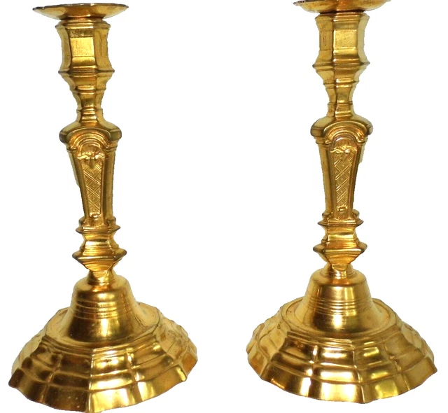 FLAMBEAUX BOUGEOIRS LEUCHTER anciens en bronze doré 25 cm EUR 120,00 ...