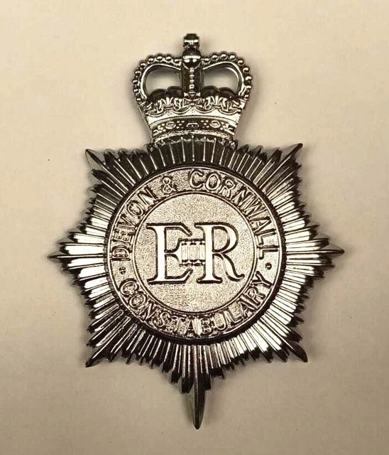 POLICE BADGE OBSOLETE Officers Cap Badge Helmet Plate DEVON CORNWALL £ ...