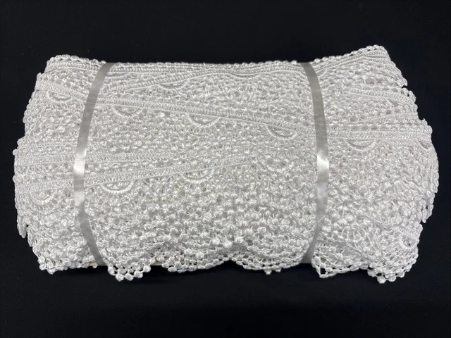 MACRAMÉ RIBBON HEMMED Lace Trim Edging - White Hemmed - 4.5 cm High £2. ...