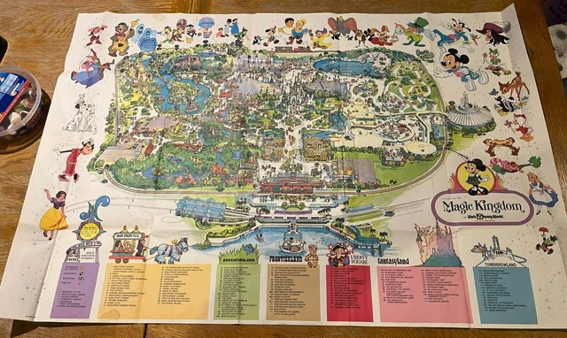 WALT DISNEY WORLD'S Magic Kingdom Park Map Vintage 1986 original map £ ...