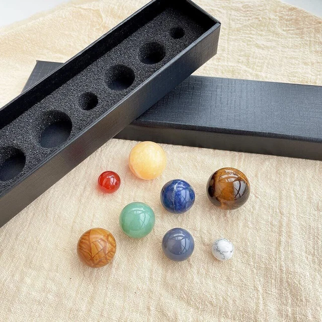 NATURAL STONE 8 Planets Of The Solar System Model Crystal Ball Mineral ...