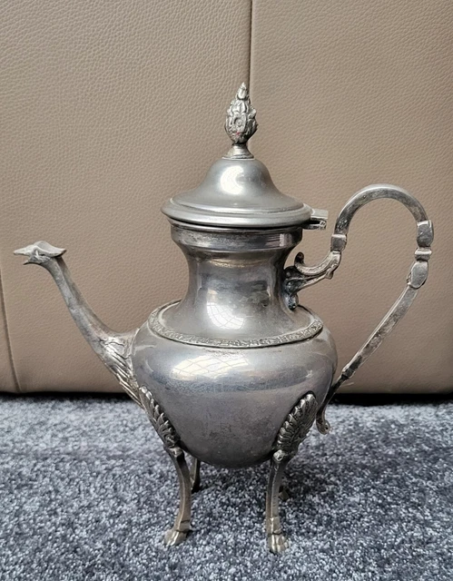 ALTE ORIENTALISCHE KANNE Teekanne versilbert mit Punze 555 Höhe ca 30 ...