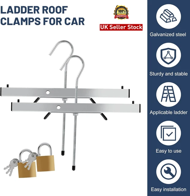 2XUNIVERSAL HEAVY DUTY Ladder Roof Rack Clamp Clamps Locks Lockable ...