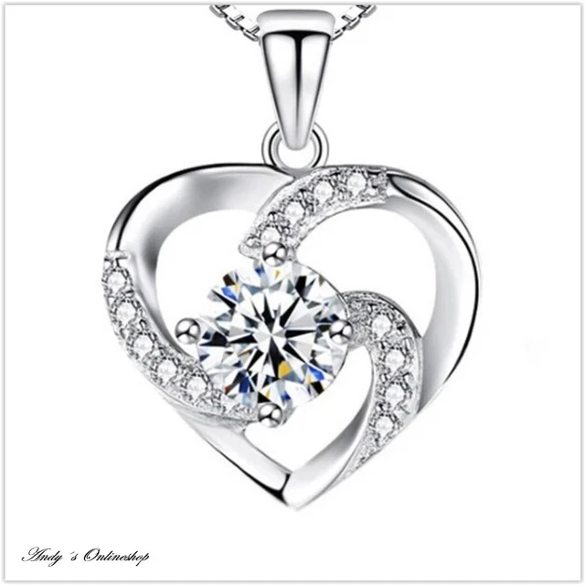 DAMEN HALSKETTE HERZ 925 Silber Kette Zirkon Anhänger Frauen Schmuck Geschenk EUR 24,99 ...