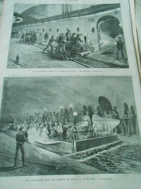 GRAVURE 1872 - Une excursion dans les égouts de Paris Le Wagon Le ... GRAVURE 1872 - Une excursion dans les égouts de Paris Le Wagon Le ...