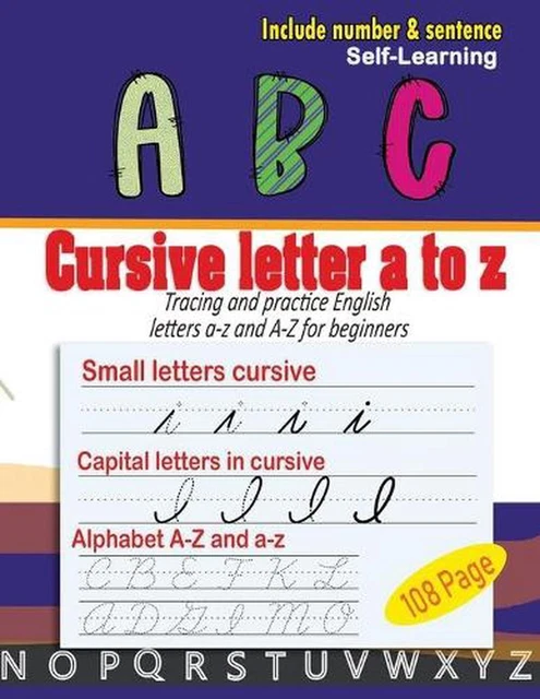 CURSIVE LETTER A to z: cursive handwriting workbook - Tracing and ...