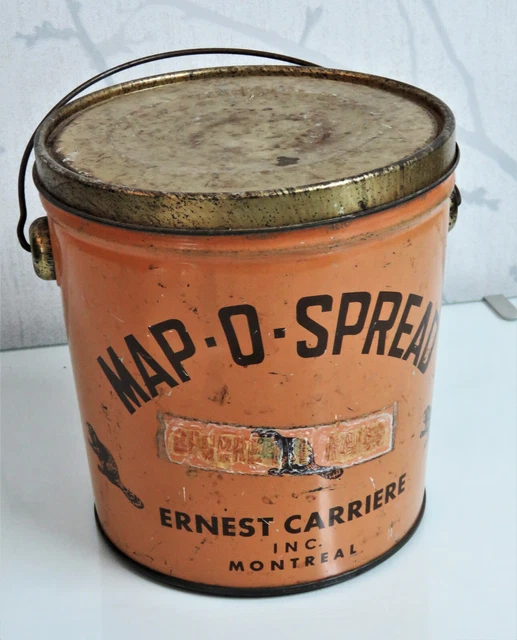 VINTAGE TIN CAN, MAP-O-SPREAD 72 OZ ** ERNEST CARRIÈRE ** MONTREAL ...