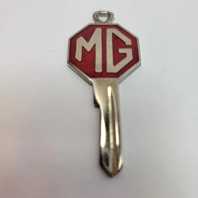 VINTAGE MG KEY Blank FP Type Red Enamel Octagon Logo Classic British ...