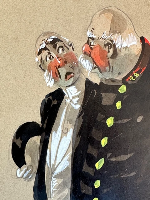 ANCIEN TABLEAU MILITARIA portrait militaire politicien Caricature ...