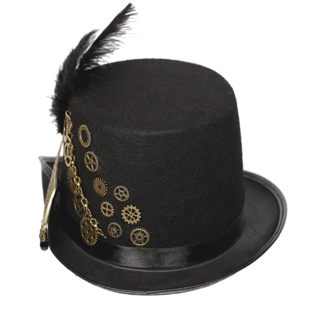 STEAMPUNK TOP HAT With Gears Steampunk Fedora Hat Steampunk Bowler Top ...