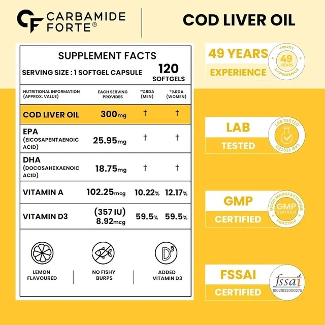 CARBAMIDE FORTE COD Liver Oil Softgels 120 Count Fast Shipping £16.06 ...