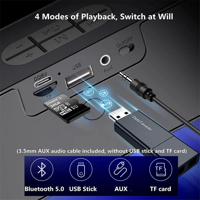 BLUETOOTH SPEAKER PORTABLE Wireless Speakers Bluetooth 5.0 Speaker with ...