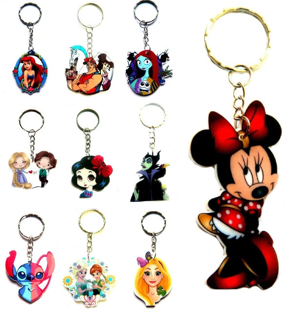 DISNEY CHARACTER ACRYLIC Keyring Belle Minnie Nemo Ariel Rapunzel ...