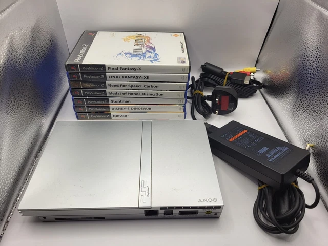 SONY PLAYSTATION 2 PS2 Slim Console Bundle, Silver With Leads & Games £ ...
