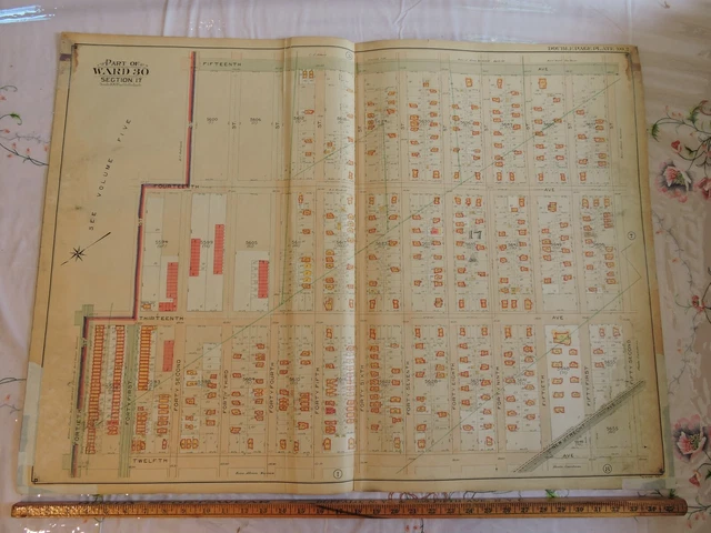 ORIGINAL 1905 26X36 MAP Borough Park Brooklyn New York City NYC EUR 112 ...
