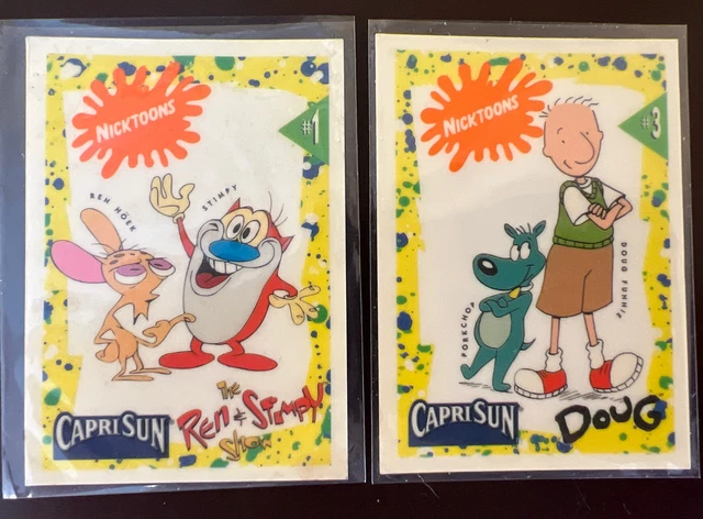 1992 CAPRI SUN Nicktoons Decals Ren Hoek & Stimpy #1 & Doug #3 2K3 £2. ...