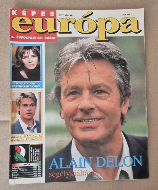 ALAIN DELON ON front cover & article page Hungarian magazine, 1997. £11 ...