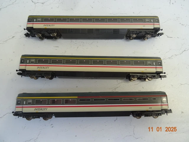 N GAUGE INTERCITY 1st class coach carriages x 3, excellent condition. £ ...