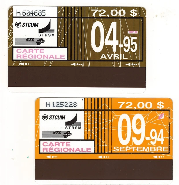 STRSM-STL-STCUM « REGIONALE Metro Bus “ Monthly Pass Ticket 1994-19995 ...