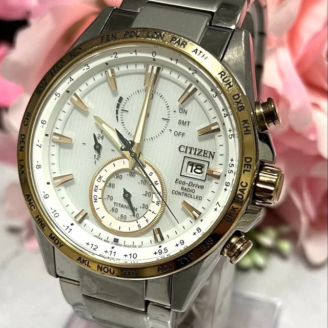 CITIZEN H800-R008552 ECO Drive Titanium Day Date Solar Mens Watch Auth ...