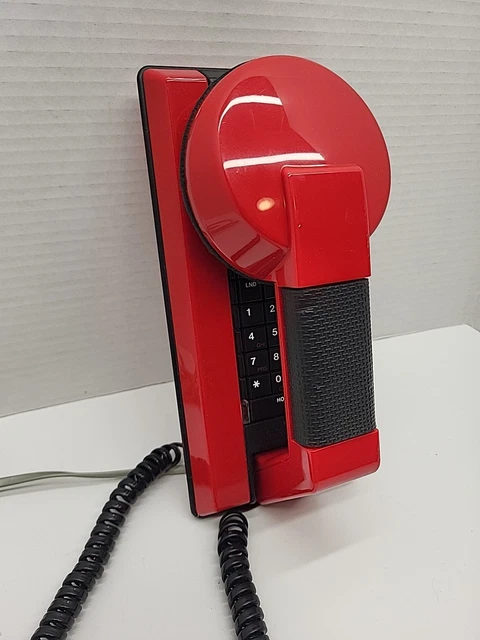 VINTAGE FUNKY RED & Black Softel Plus Telequest Telephone With Cord ...