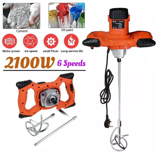 CEMENT MIXER, 2100W Electric Plaster Paddle Mixer Mortar Paint Stirrer ...