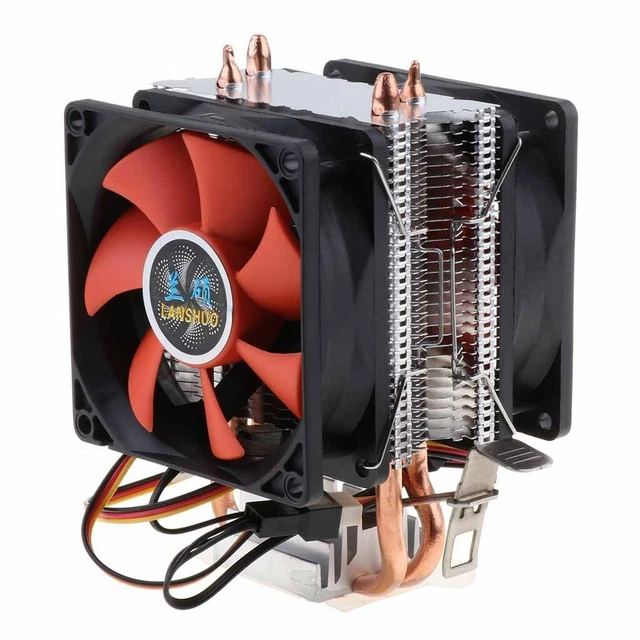 CPU COOLER HEATPIPE Quiet Dual Fan Computer Cooling Fan Heatsink 3Pin ...