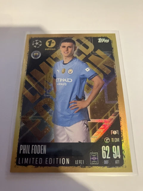 TOPPS MATCH ATTAX 2024 - 25 CARD PHIL FODEN MANCHESTER CITY LIMITED 1st ...