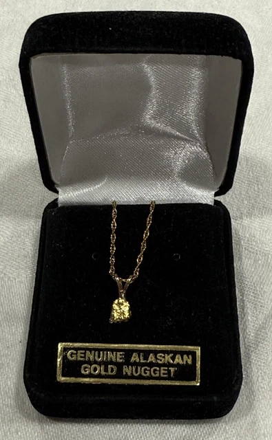 VINTAGE 24K ALASKAN Gold Nugget Pendant Necklace .52 Grams $31.00 ...