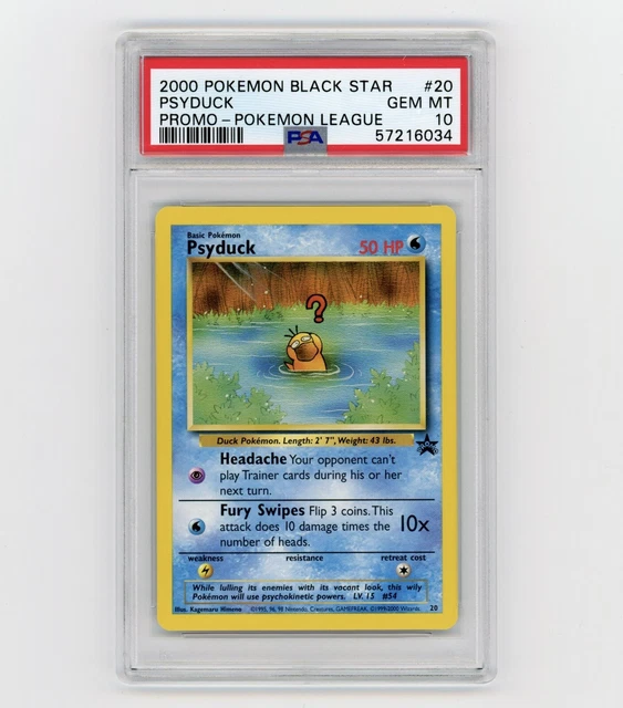 CARTE POKÉMON PSYDUCK 20 Pokémon Ligue étoile Noire Promo PSA 10 gemmes comme neuf EUR 125,81 ...