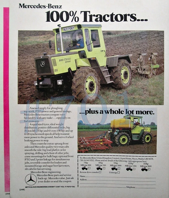 MERCEDES-BENZ MB-TRAC TRACTOR RANGE ADVERT Original 1983 - MB-trac 1000 ...