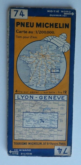 ANCIENNE CARTE MICHELIN de 1934 - N°74 LYON-GENEVE EUR 6,50 - PicClick FR