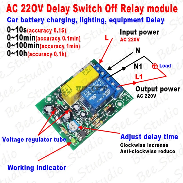 AC 220V~240V 230V Delay Timing Timer Relay Switch Time Delay Turn ON ...
