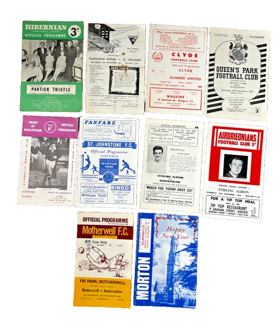 VINTAGE BUNDLE OF 10 x 1960's Scottish football programmes. Good ...
