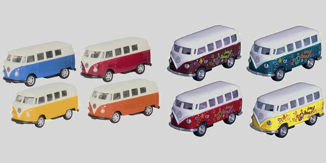 VW VOLKSWAGEN BUS Microbus Diecast With Retraction Motor WELLY 1:60 1: ...