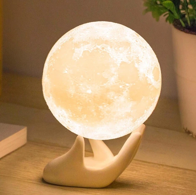 3D MOON LAMP with 3.5 Inch Ceramic Base, LED Night Light, Mood Lighting ...