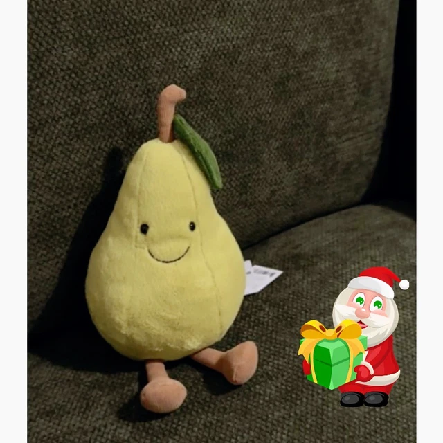 JELLYCAT AMUSEABLE PEAR with Tags Cute Green Fruit Plush Toy Stuffed ...