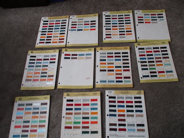 PAINT COLOR REFERENCE SAMPLE PAINT CHIPS DUPONT 1970s and 80s ford ...