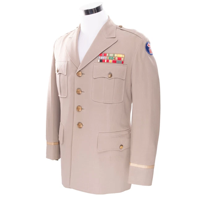Vintage Us Army Uniform Officer Dress Jacket Patch Post Ww2 Size 42 £