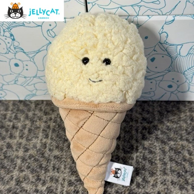 JELLYCAT 18CM VANILLA Cone: RARE Irresistible Ice Cream Beach Toy w ...