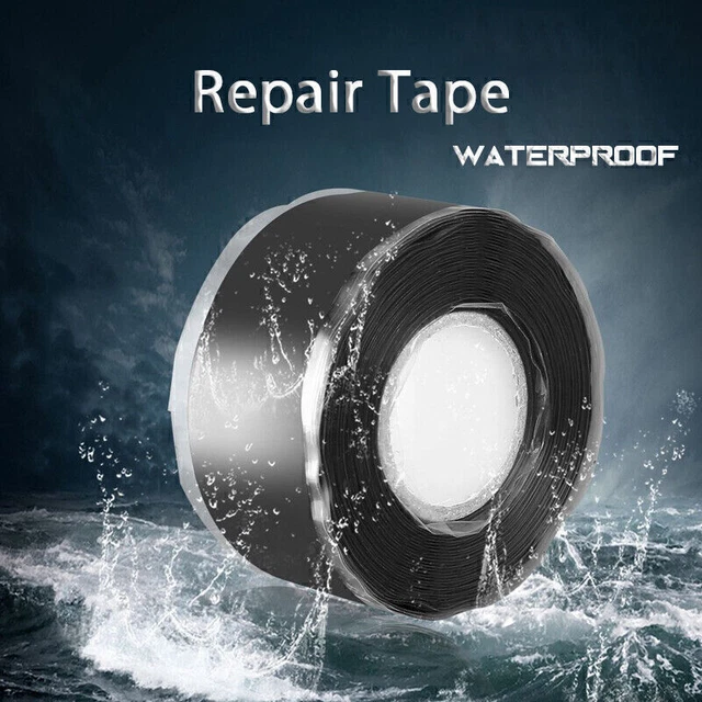 2.5CM WIDTH BLACK Waterproof Pipe Stop Water Leak Repair Self-Adhesive ...