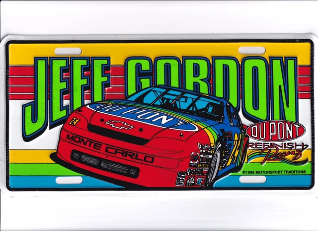 NOS VTG 1995 JEFF GORDON DU PONT REFINISH NASCAR METAL LICENSE PLATE ...